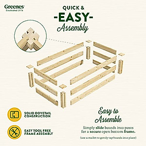 Greenes Fence Original Pine Raised Garden Bed, 2' x 4' x 10.5" - Made in USA with American Pine