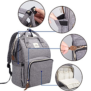 RAMHORN Diaper Bag Backpack Multifunctional Travel Back Pack Maternity Baby Changing Bags Waterproof Large Capacity For Baby Care Gray
