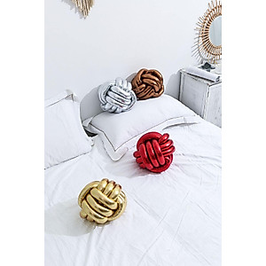 MOJUN Knot Ball Pillow, 7.8" Handmade Round Knot Ball Plush Pillow for Christmas Party Decor, Knotted Pillow for Home Room Sofa Couch Bed Kids Gift, Gold