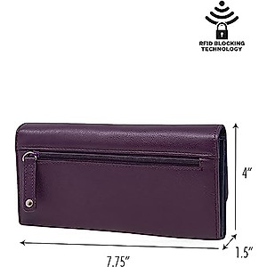 Nautica Money Manager RFID Slim Small Wallet for Women, Credit Card Holder with Coin Purse and Zipper Coin Pouch, Clutch Organizer in Plum