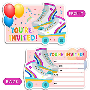 Simimi art Roller Skate Birthday Party Invitations - 30 Invite Cards with Envelopes