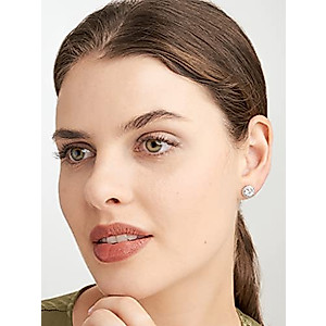 Amazon Essentials Sterling Silver Cubic Zirconia Halo Stud Earrings,Rhodium Over Sterling Silver, (previously Amazon Collection)