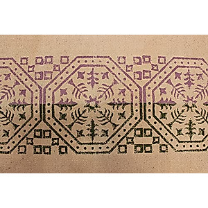 Casavani Indian Handmade Cotton Dhurrie Striped Green & Pink Area Rug Boho Kilim Flat Weave Rug Indoor Hall Room Decor Carpet Throw Rugs for Bedroom Living Room Bathroom Balcony 9x9 Feet Square