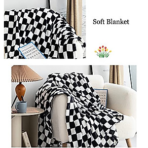 Checkered Flannel Throw Blanket Fluffy Cozy Plaid Fleece Throw Blanket Soft Warm Winter Fuzzy Throws Comfort for Bed Coach Sofa Room 40x60 Lightweight