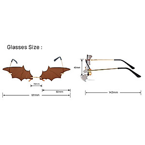 mincl fashion luxury brand men's bat sunglasses vintage frameless sunglasses women unique sunglasses UV400 (black)