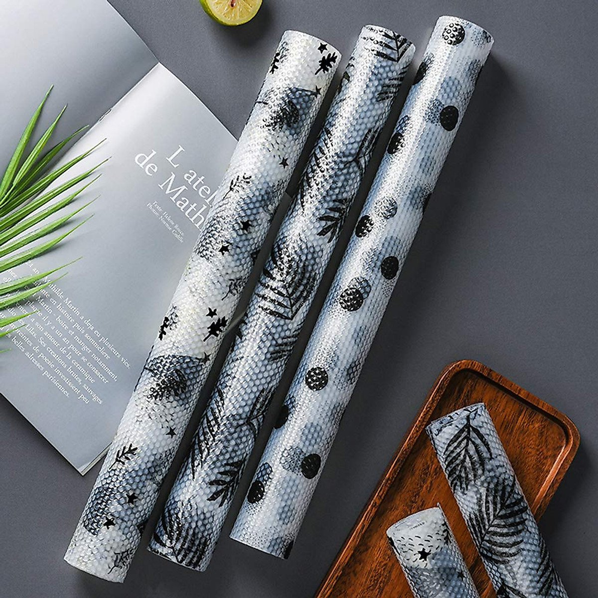 GLOW4U EVA Washable Non Adhesive Shelf Liner for Kitchen Cabinets Bathroom Refrigerator Pantry Closet Dresser Drawer