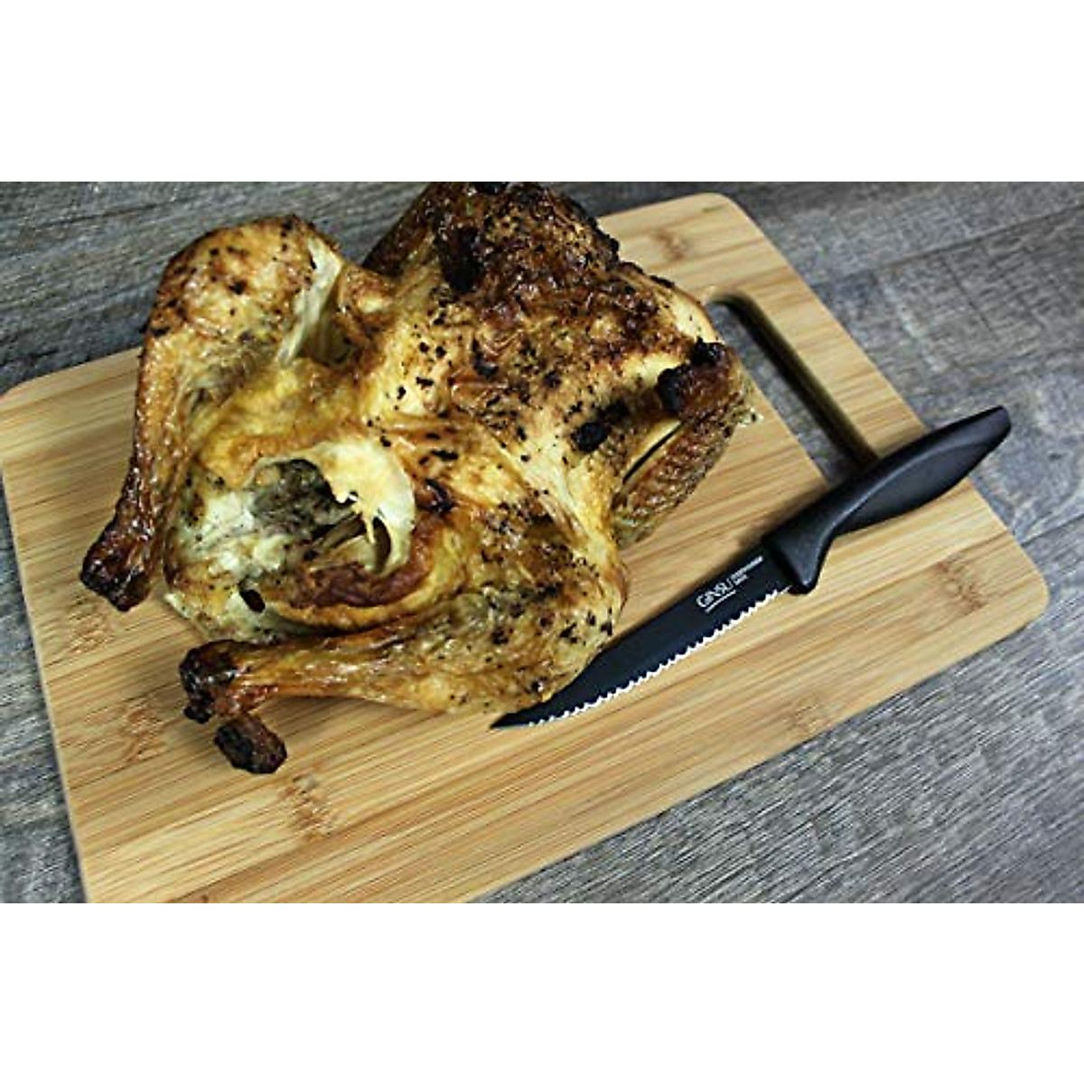 GINSU Daku Series Dishwasher Safe, Fade Resistant, Black Ceramic Coated, 6 Piece Steak Knife Set (DAK-KB-DS-006-1), 4.5 inches