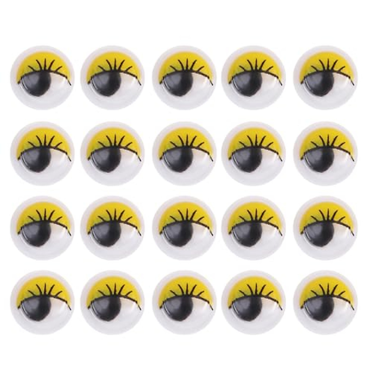 TEHAUX 100pcs Animal Lash Accessories Mini Doll Eyeballs Wiggle Craft Stickers Eyes Yellow DIY Eyes DIY Animal Eyes Self Made Wiggle Eyes with Eyelashes DIY Cartoon Eyes