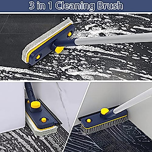 JEHONN Carpet Floor Sweeper with Horsehair, Tub Tile Scrub Brush 3 in 1 Shower Brush