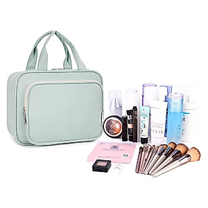 Narwey Hanging Toiletry Bag for Women Travel Makeup Bag Organizer Toiletries Bag for Travel Size Essentials Accessories Cosmetics (Mint Green (Medium))