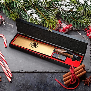 MITSUMOTO SAKARI 8 inch Hand-Forged Japanese Gyuto Chef Knife, Professional 440C Damascus Kitchen Knife, Advanced Art Forging Meat Cleaver Chef's Knives (MapleWood Handle & Gift Box)