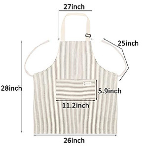Lofekea Aprons 2 Pack Adjustable Bib Aprons with 2 Pockets Cotton Linen Cooking Kitchen Chef Apron for Women and Men