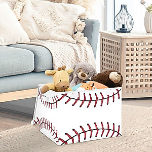 RunningBear Softball Baseball Lace Large Storage Bins with Lid Collapsible Storage Bin Box Shelves Cube Storage Decorative Storage Boxes for Living Room Office