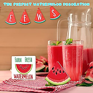 11 Pieces Watermelon Tiered Tray Decor Watermelon Wooden Kitchen Signs Watermelon Gnome Banner Beaded Garland Decor Set My Happy Summer Decor for Summer Fall Rustic Decor (Red)