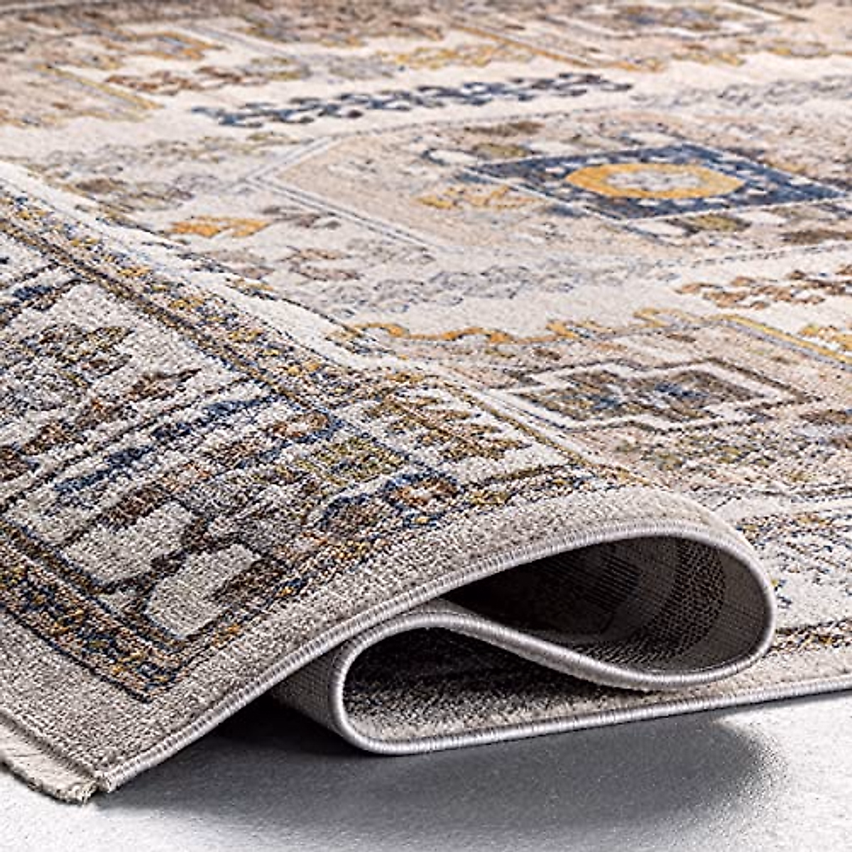 nuLOOM Jocelyn Global Inspired Medallion Fringe Area Rug, 3' x 5', Beige