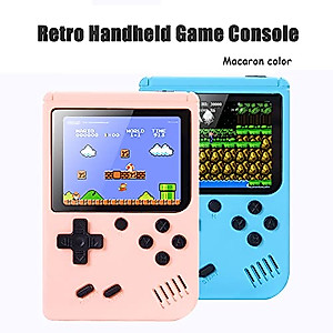 Retro Handheld Game Console with Protector Case, 400 Free Classical FC Games Support for Connecting TV & Two Players, Portable Video Game Gifts for Adults & Kids 8-12 90s Retro Toys (Blue)