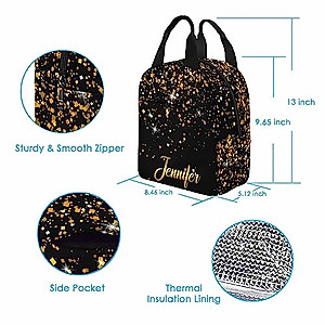 Custom Kids Backpack for Girls Boys Gold Sparkle Text Black Children Casual Daypack Backpacks, Personalized with Kid's Name Preschool School Bag, Children Travel Bookbag for School Season