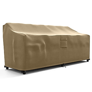 KHOMO GEAR Outdoor Couch Cover Patio Furniture Covers Waterproof Loveseat Cover Sofa Lounge Cover - Brown (104'' x 32.5''x 33")