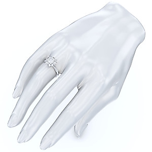 PRSTANI Real 10K White Gold Romantic Flower Like Clovers Halo 4-Prong Set 1.0 CT Simulated Diamond Engagement Ring (10)