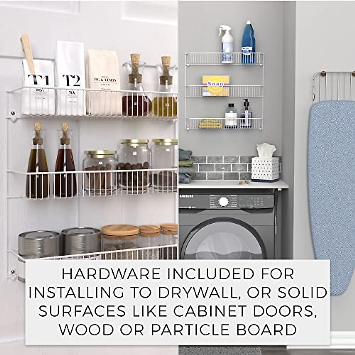 ClosetMaid 3-Tier Hanging Wall Mounted Metal Rack for Spices, Shelf Storage, Pantry Organization, Laundry, Kitchen, Bathroom, White, 8022 , 18-Inch Wide