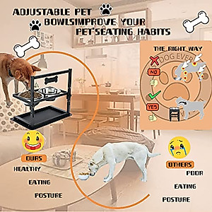 Elevated Dog Bowls,Raised Dog Bowls for Dogs Adjusable Height with Stainless Steel Dog Food Bowls and Spill Proof Mat, Dog Bowls for Large Medium Dogs.
