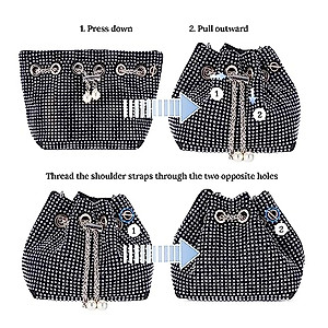 Jugbey Sparkly Rhinestone Clutch Purse Elegant Evening Bag for Women Bling Clutch Crossbody Bag for Wedding, Party, Cocktail (Silver-Small)