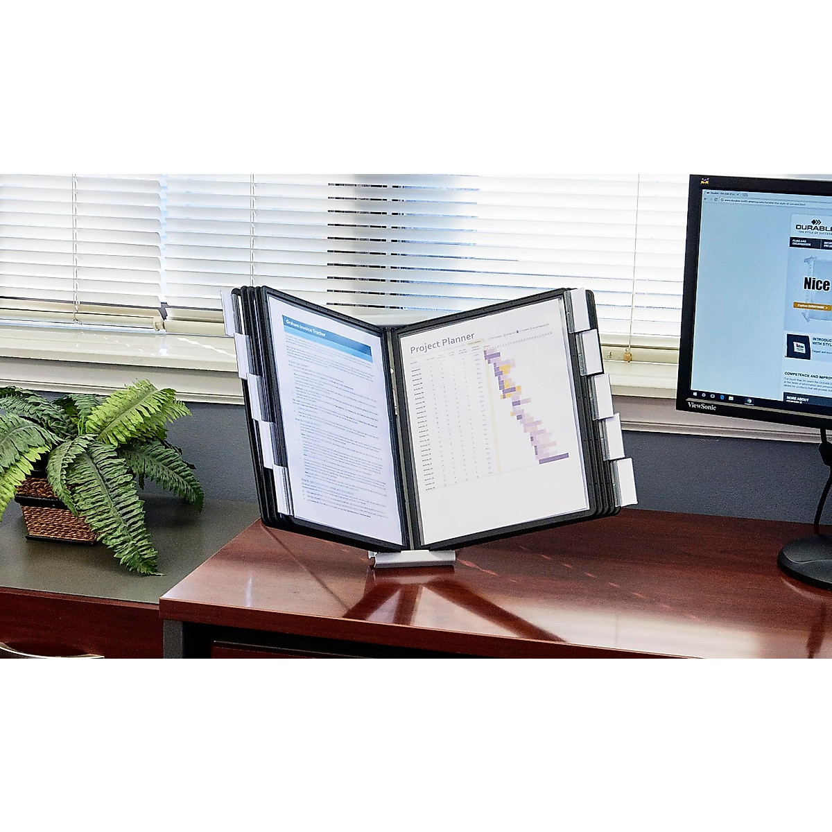 DURABLE Desktop Reference System, 10 Double-Sided Panels, Letter-Size, Black, INSTAVIEW Design (561201)