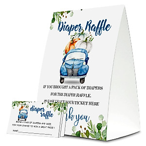 Yuansail Diaper Raffle Tickets For Baby Shower, Fill In Invites Cards, 1 Sign & 50 Cards Per Pack – (bb008-niaobu)