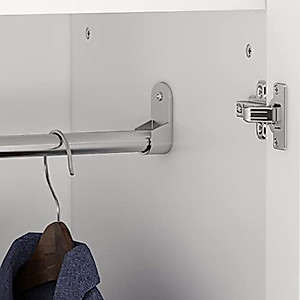 Homsee Large Wardrobe Armoire Wooden Closet with 3 Doors, 5 Storage Compartments, 2 Hanging Rods & Decorative Handles for Bedroom, White (47.2”L x 18.3”W x 69.7”H)