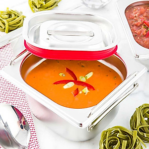 Restaurantware LID ONLY: Met Lux One Sixth Steam Table Pan Lid 1 Travel Hotel Pan Lid - Built-In Leakproof Silicone Seal Stainless Steel Steam Table Pan Lid Pan Sold Seperately