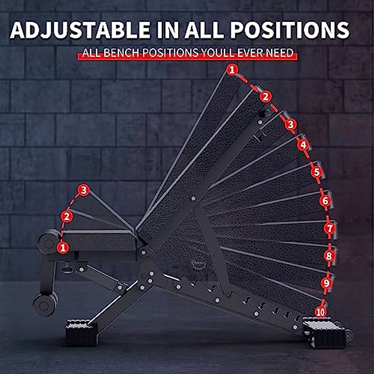 K KINGKANG Adjustable Weight Bench, 1100 LB Weight Capacity Heavy-duty Workout Bench, Extended Head, and Neck Protection Design, Foldable Flat/Incline/Decline Exercise Multi-Purpose Bench for Home Gym