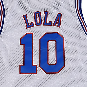 Youth Basketball Jersey Lola #10 Space Movie Jersey 90S Hip Hop Clothing Kids Shirt for Party (#10 White, X-Small)