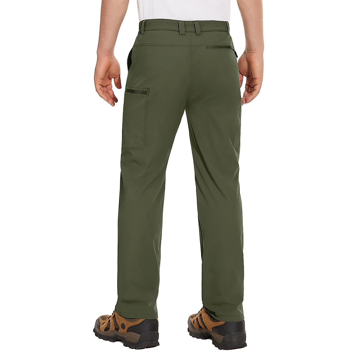 MAGCOMSEN Mens Travel Pants Quick Dry Water Resistant Pants Men Stretchy Cargo Pants for Men Summer Hiking Pants Army Green