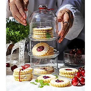 Biandeco 3-Tier Glass Stacking Apothecary Jars with Lid, Stackable Storage Container for Food, Candy, Biscuit, Cookie Chocolate, Pastries - Kitchen and Bathroom Organizer