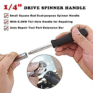 1/4" Drive Spinner Handle - 1/4" Socket Driver Handle Standard with internal 1/4" Female End Attachment Extension （150MM）