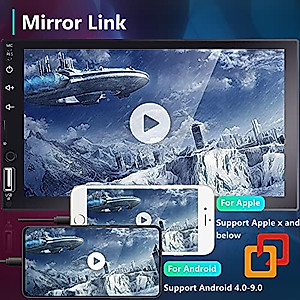 7 Inch Double Din Car Stereo Apple CarPlay & Android Auto 1024 * 600 HD Touchscreen Car Radio Receiver with Mirror Link, Bluetooth, Backup Camera, Remote, AM/FM, USB AUX RCA