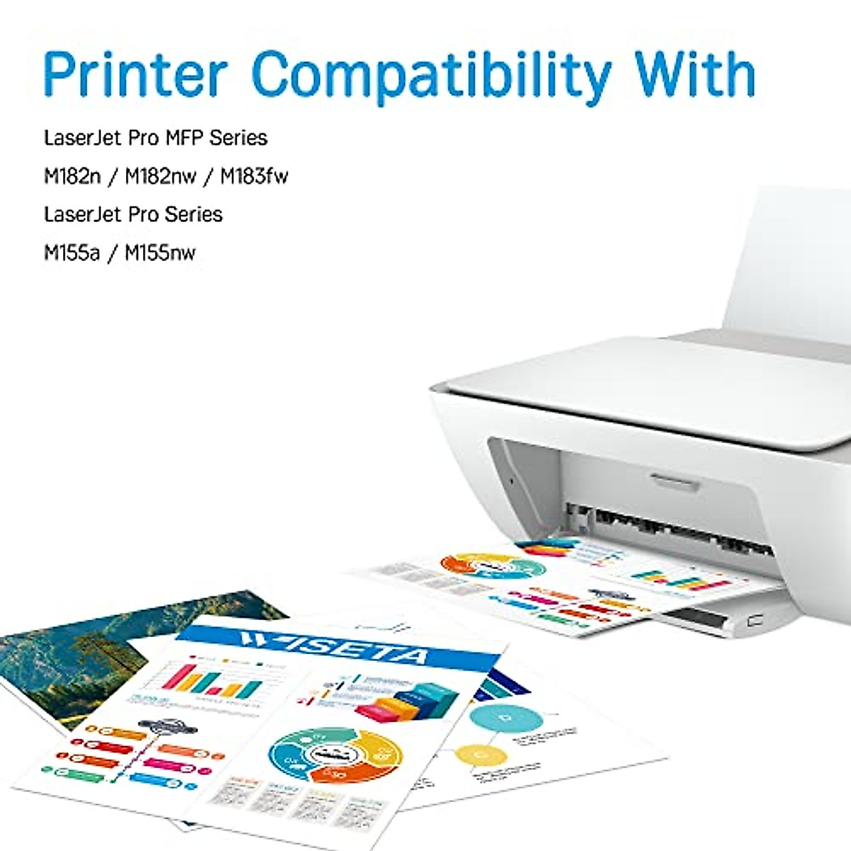 【New Chip】 215A Toner Cartridges Replacement for HP 215A Toner Cartridges 4 Pack | Works with HP Color Laserjet Pro M155, HP Color Laserjet Pro MFP M182, M183 Series | W2310A W2311A W2312A W2313A