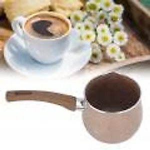 Coffee Pot, 10cm Single Handle Coffee Warmer Boiling Pot Mini Milk Pan Aluminum Alloy Non Stick for Cooking (Brown)