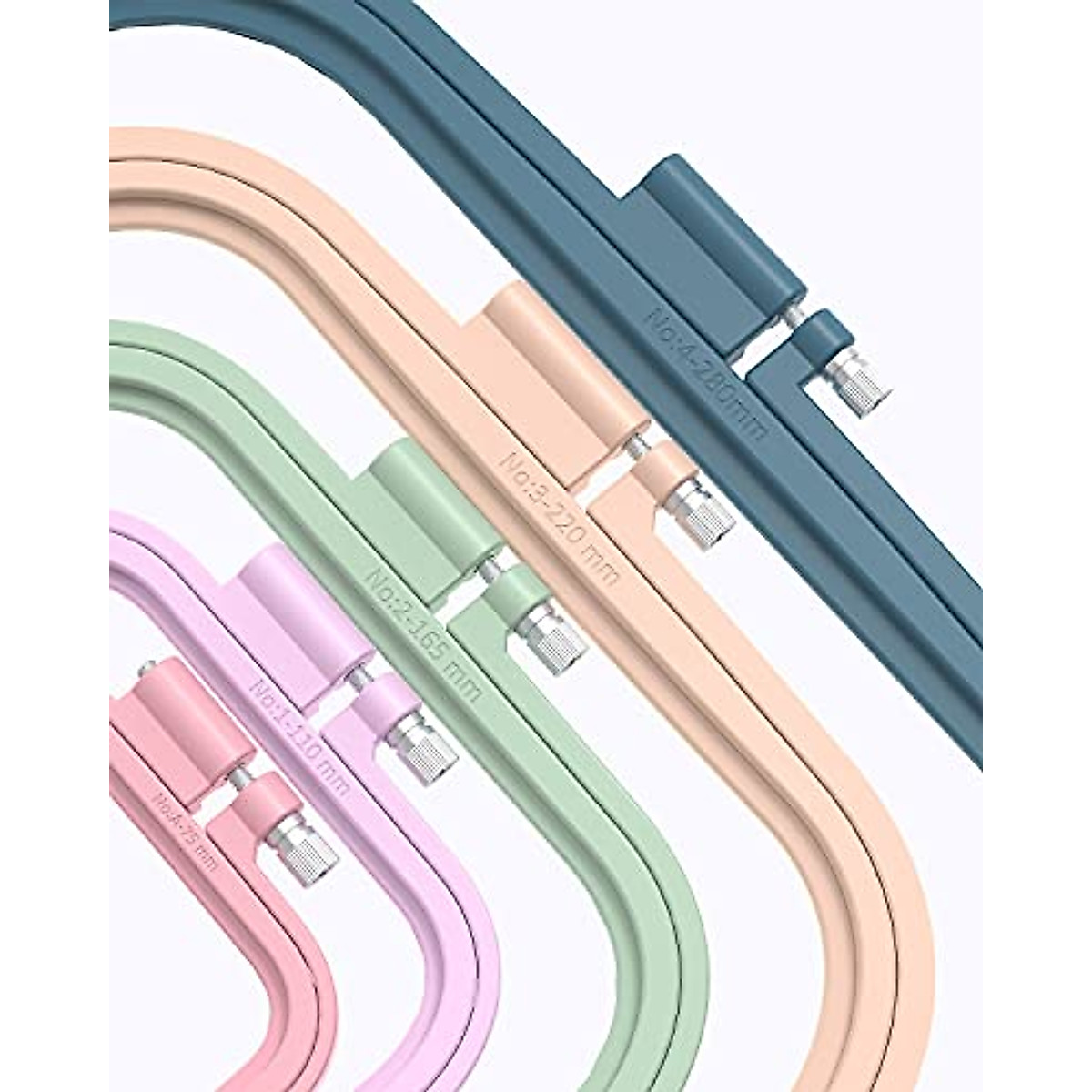 Pllieay 5 Pieces 5 Sizes Square Embroidery Hoops, ABS Plastic Embroidery Hoops for DIY Embroidery Craft