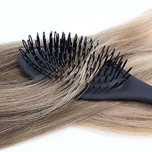 The Hair Shop Black Loop Brush - Salon Professional Grade with Matted Black and Ergonomic Design - Safe Detangler Tool for 100% Remy Human and Synthetic Hair Extensions and Wigs
