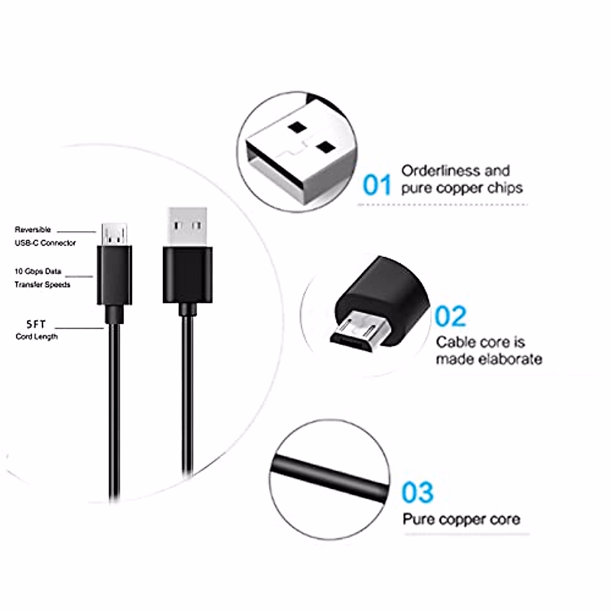 USB Charger Charging Cable Cord Compatible with for Fujifilm INSTAX Share SP-2, Polaroid Zip, HP Sprocket, Polaroid Mint, Kodak Mini/Printomatic, Lifeprint, Canon Ivy & Similar Photo Printers