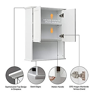 VANIRROR Bathroom Wall Cabinet Wooden Medicine Cabinet Buffering Hinge MDF Material Over Toilet Storage Cabinet 23"x29" and Adjustable Shelves Cupboard Above Toilet Storage Cabinet with Large Space