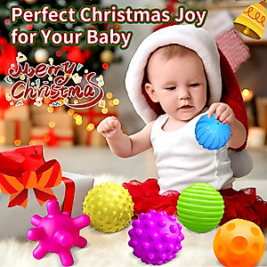 ROHSCE Baby Textured Multi Ball Set, 6pcs Colorful & Bright Child Touch Hand Ball Toy Infant Sensory Balls Massage Soft Ball, 6-12 Months Baby Learning Grasping Soft Sensory Toys for Kids Gift