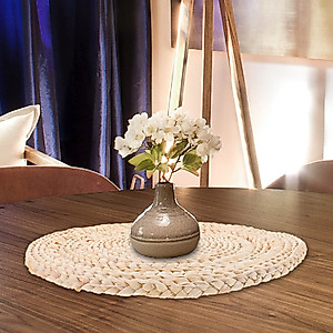 HEMOTON Straw Insulation Placemat Upholstery Trim Round Woven Placemats Indoor Mats Farmhouse Placemats Drinks Coasters Woven Cutlery Cushion - Placemat Hand Woven Placemat