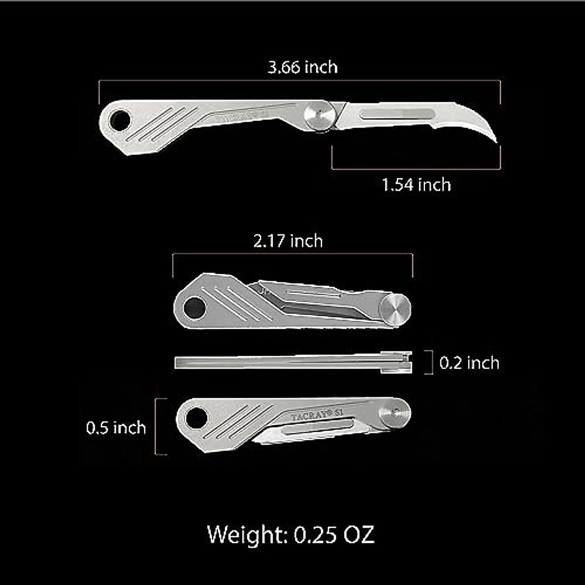 TACRAY Titanium Utility Mini Folding Knife With Replaceable Blades, Super Lightweight Pocket Knife For EDC, Comes With 2pc Extra Blades For Replacement