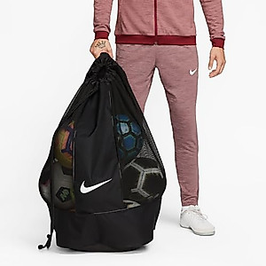 NIKE Club Team Swoosh Soccer Ball Bag - Black/Black/White, 86 x 47 x 47 cm, 164 l