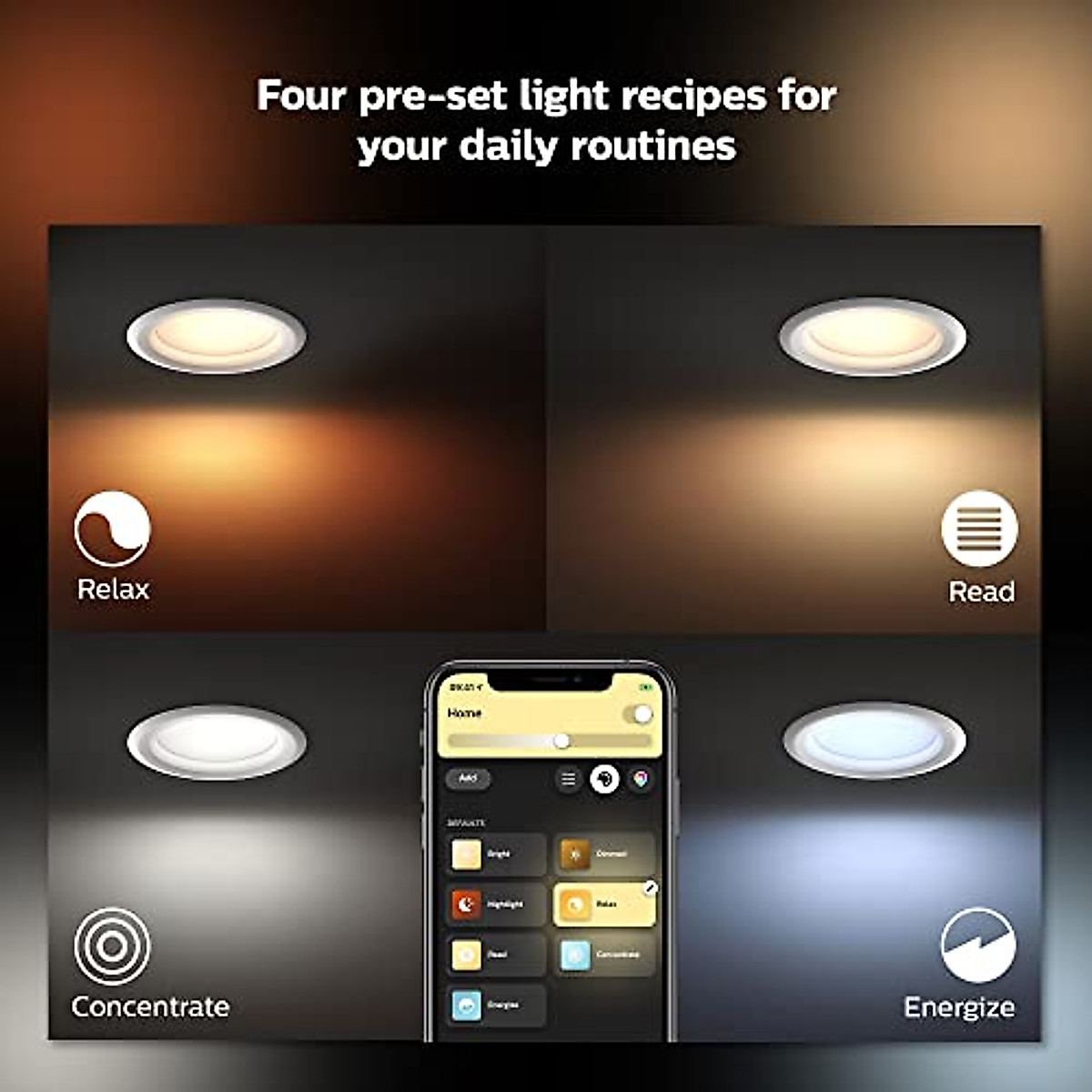 Philips Hue White and Color Ambiance Extra Bright High Lumen Dimmable LED Smart Retrofit Recessed 4" Downlight Compatible with Amazon Alexa Apple HomeKit and Google Assistant, 6-Pack
