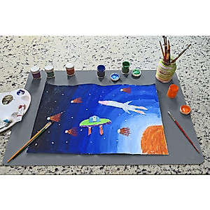 gasaré, Set of 2, Extra Large, Thick, Silicone Mats for Kitchen Counter, Heat Resistant Mats, Countertop Protector, Non-Slip, Easy to Clean, 25 x 17 Inches x 1.4mm, Gray