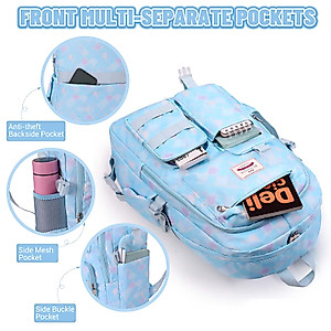 SCIONE School Backpacks for Girls - 15.6 Inch Large Mermaid Laptop Backpacks Anti Theft Primary Middle College Bookbags for Teens Girls Women Students