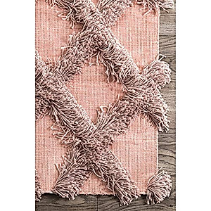 nuLOOM Francene Diamond Trellis Shag Area Rug, 4' x 6', Pink
